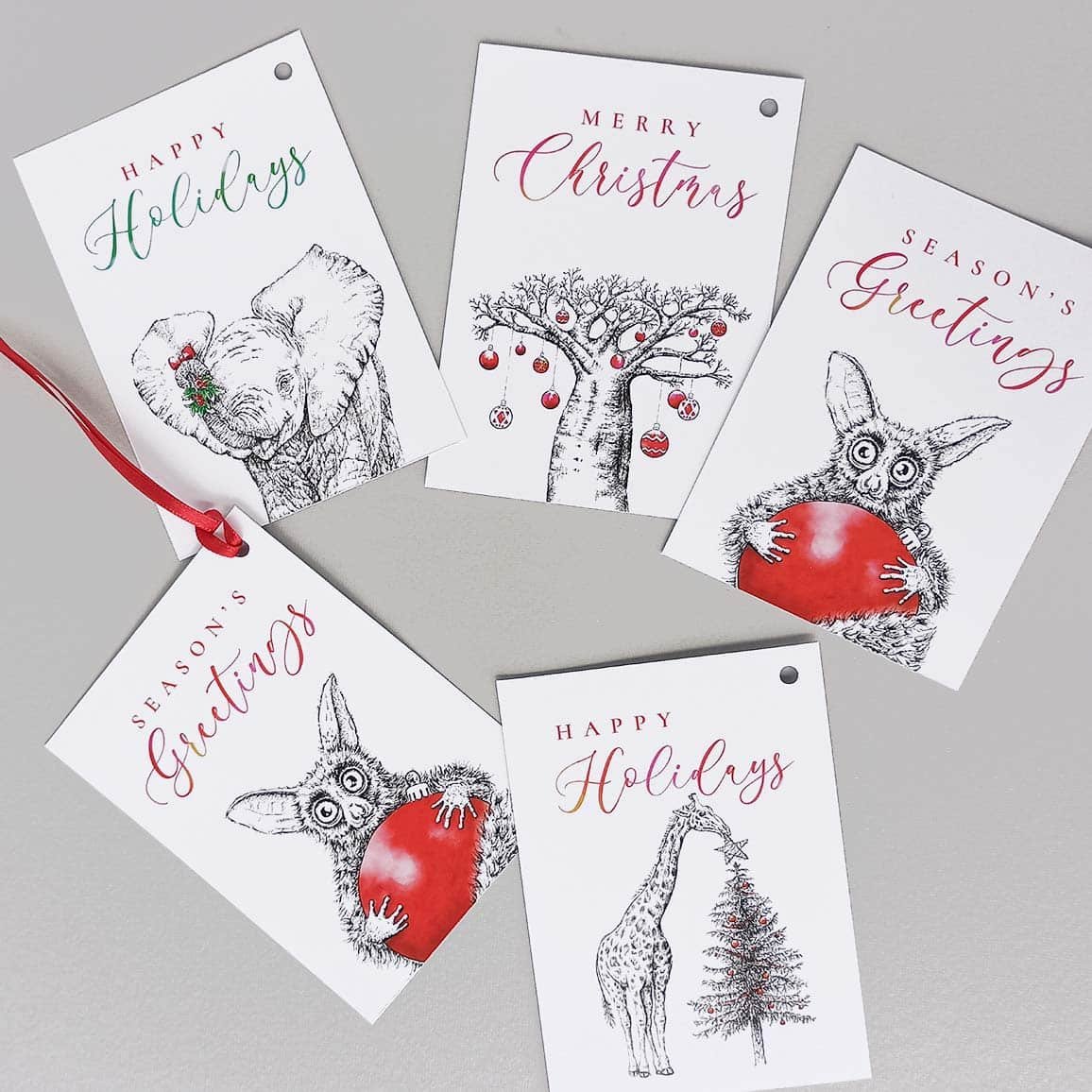 African Christmas Gift Tags (pack of 5) - Pencildust Studio